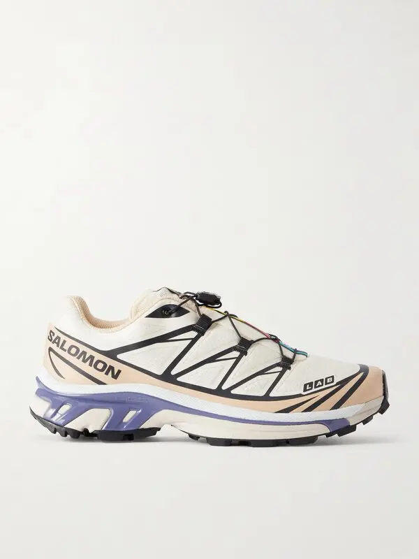 SALOMON Xt-6 Lace Up Rubber-trimmed Mesh Sneakers - Neutrals