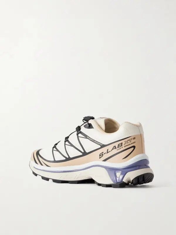 SALOMON Xt-6 Lace Up Rubber-trimmed Mesh Sneakers - Neutrals