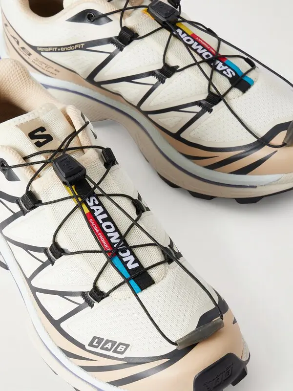 SALOMON Xt-6 Lace Up Rubber-trimmed Mesh Sneakers - Neutrals