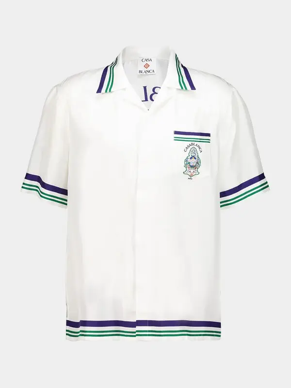 Casablanca White Hotel Emblem Silk Shirt