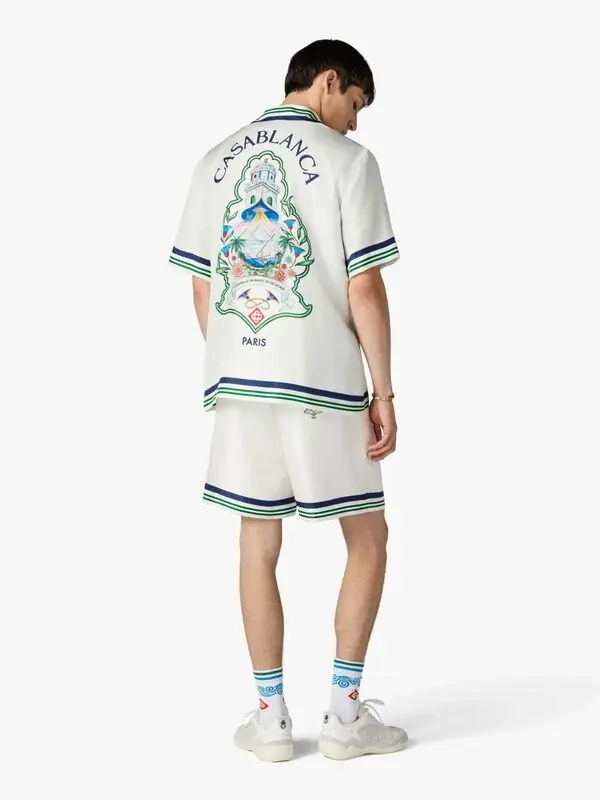 Casablanca White Hotel Emblem Silk Shirt