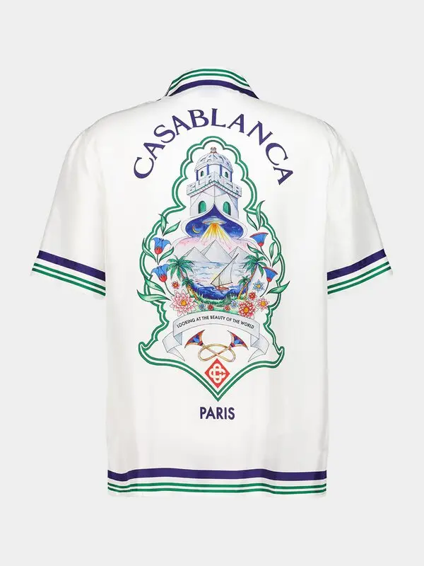 Casablanca White Hotel Emblem Silk Shirt