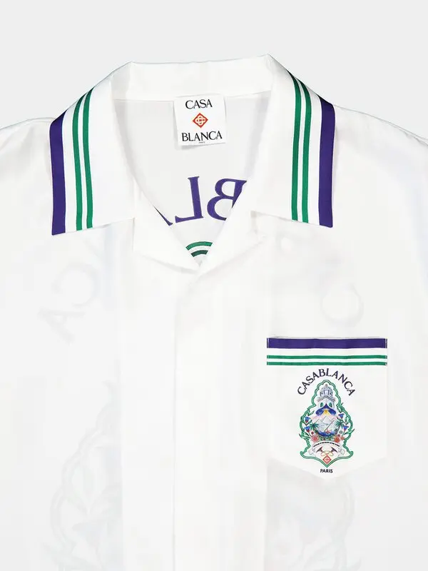 Casablanca White Hotel Emblem Silk Shirt