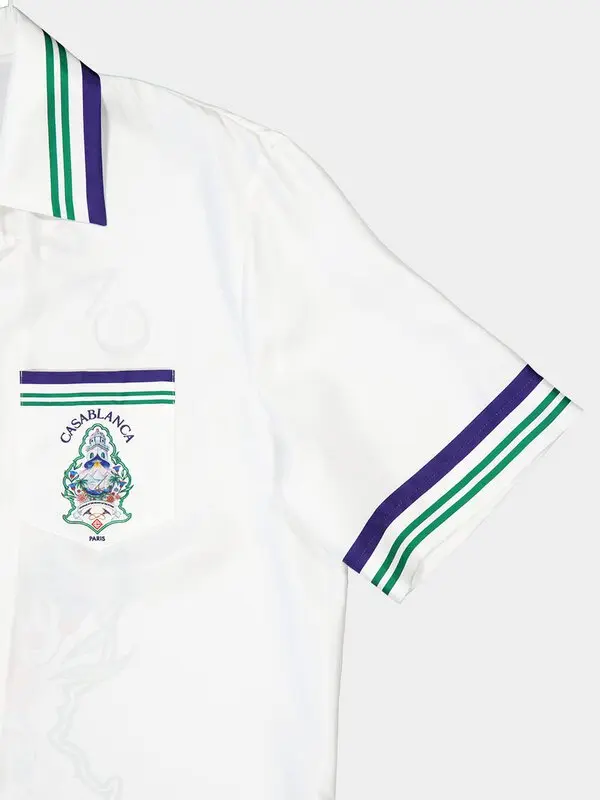 Casablanca White Hotel Emblem Silk Shirt