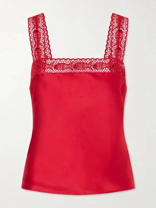 Staud Veronica Silk-satin Tank With Fish-motif Straps