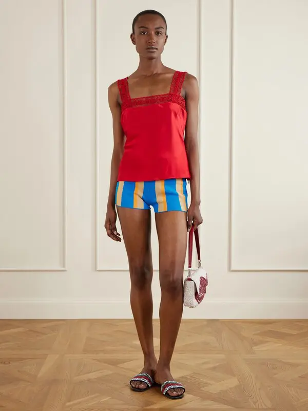 Staud Veronica Silk-satin Tank With Fish-motif Straps