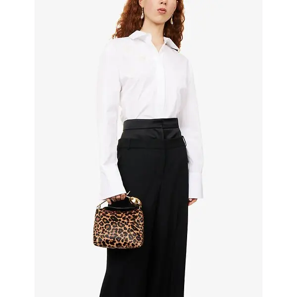 Erdem Mini Bloom-print Pony Hair-leather Top-handle Bag - Leopard