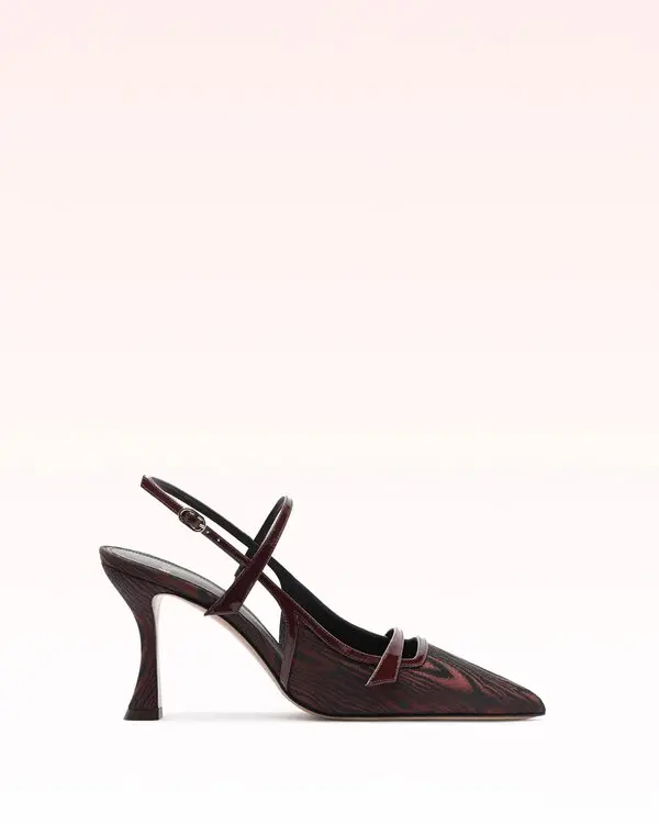 ALEXANDRE BIRMAN Tita Moire 85 Slingback Heels - Cherry Lacquer