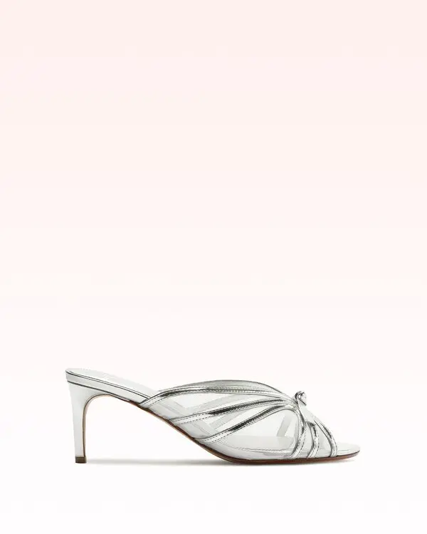 ALEXANDRE BIRMAN Slim Clarita Net 60 Heeled Mules - Silver