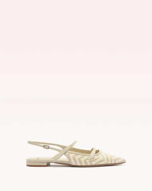 ALEXANDRE BIRMAN Tita Raffia Zig Flat - Eggshell