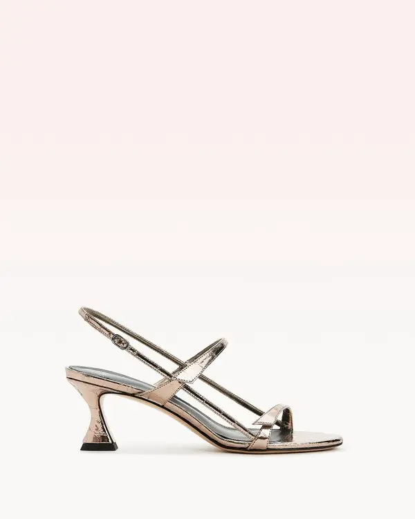 ALEXANDRE BIRMAN Tita Cage 60 Metallic Leather Sandals - Light Grafite