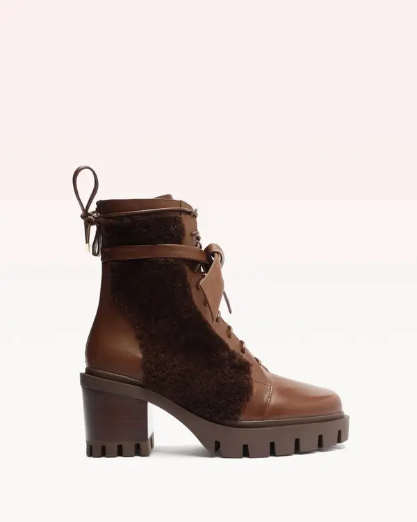 ALEXANDRE BIRMAN Shearling Clarita Combat Bootie 65 - Mousse