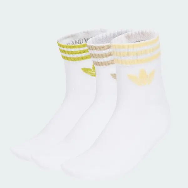 Adidas 3-stripes Ankle Socks 3 Pairs White - White / Warm Vanilla / Khaki Three / Preloved Lime