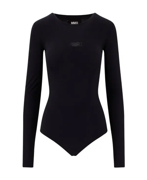 MAISON MARGIELA Logo Printed Crewneck Bodysuit - Black