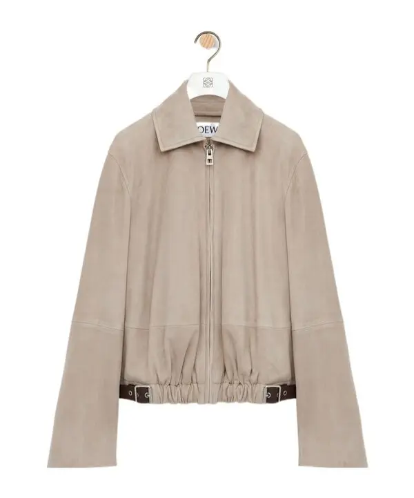 Loewe Belted Suede Goatskin Jacket - Beige