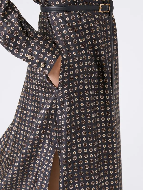 Max Mara Printed Long Sleeve Belted Shirt Dress