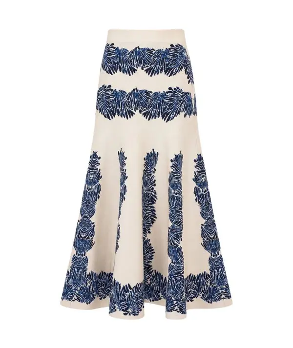 Ulla Johnson Alessia Knit Jacquard A-line Midi Skirt - Ocean