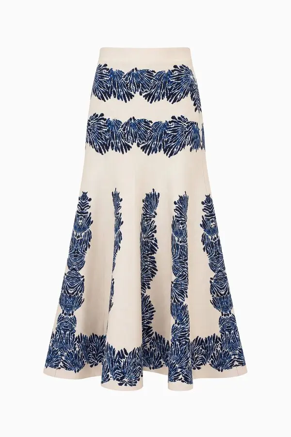 Ulla Johnson Alessia Knit Jacquard A-line Midi Skirt - Ocean
