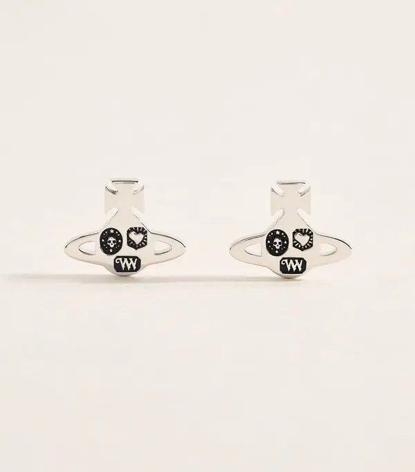 VIVIENNE WESTWOOD Crispin Stud Earrings With Skull And Heart Motifs - Silver