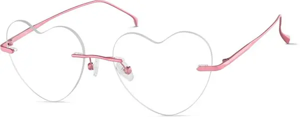 Zenni Heart Rimless Eyeglasses With Stainless Steel Frame - Pink