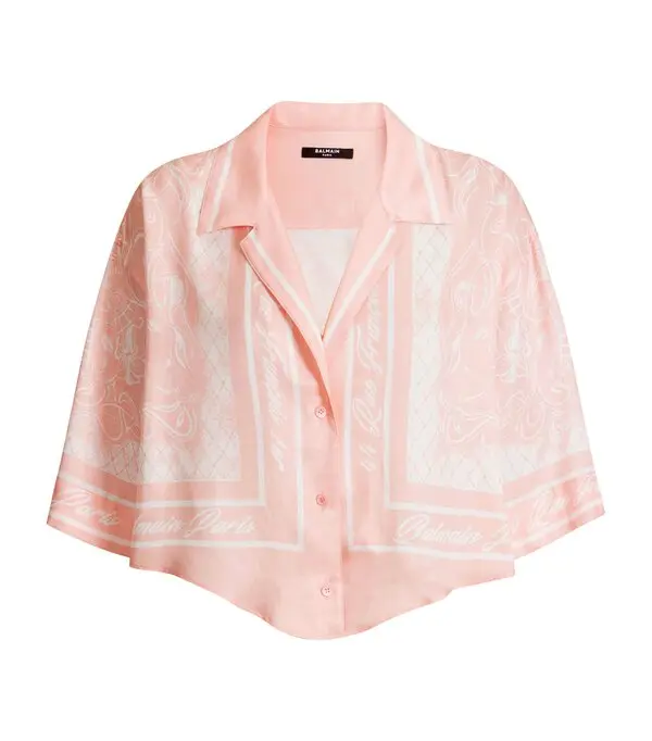 Balmain Cropped Satin Foulard Shirt