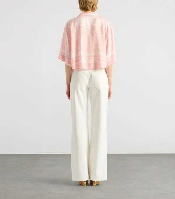 Balmain Cropped Satin Foulard Shirt