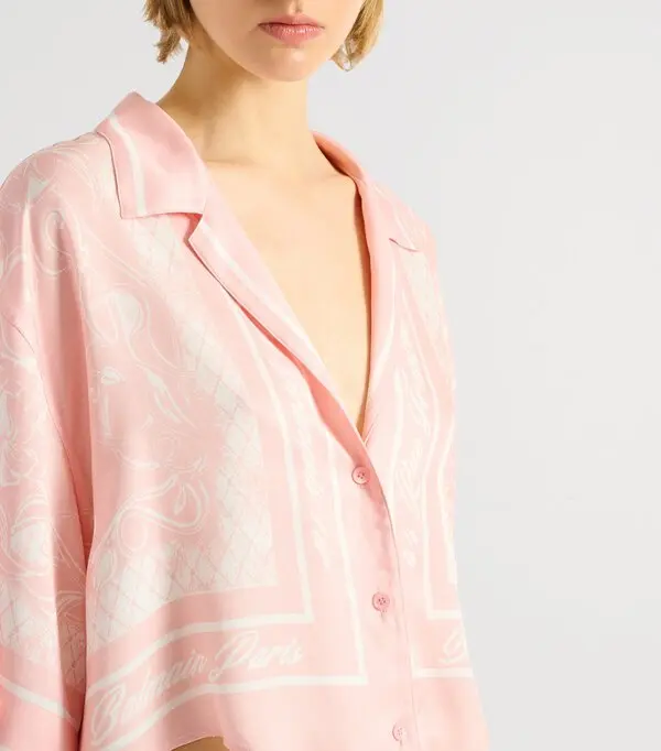 Balmain Cropped Satin Foulard Shirt