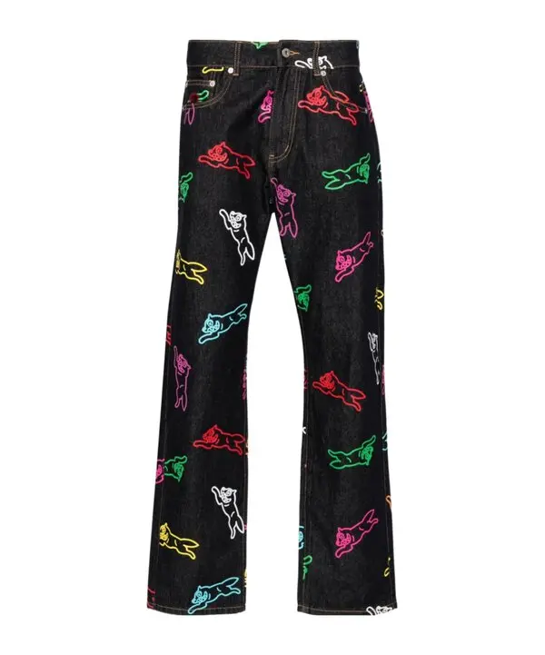 ICECREAM Printed Denim Pants - Black