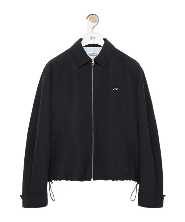 Loewe Logo Embroidered Zip-up Jacket - Black