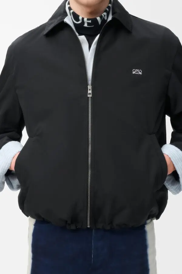 Loewe Logo Embroidered Zip-up Jacket - Black