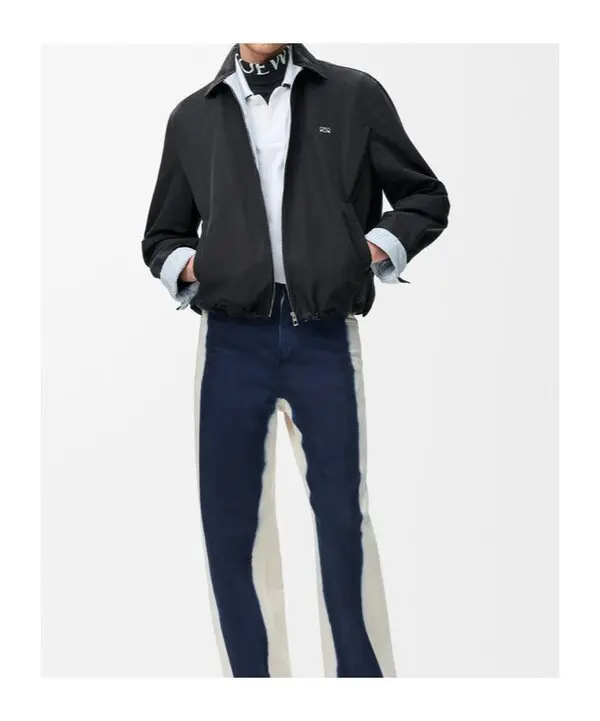 Loewe Logo Embroidered Zip-up Jacket - Black