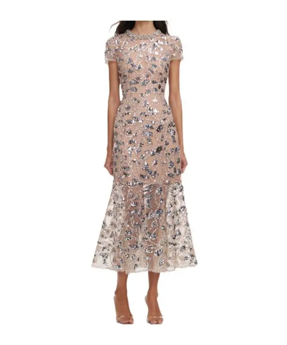 SELF-PORTRAIT Sequin Embellished Maxi Dress