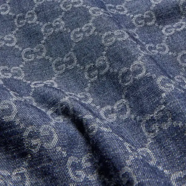 Gucci Gg Denim Jacquard Full Length Pants - Blue