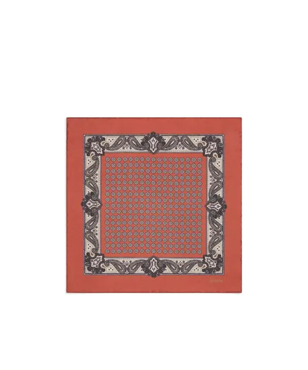 Brioni Silk Pocket Square - Coral Red