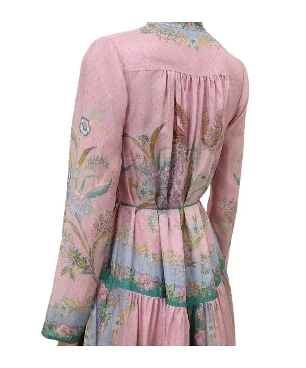 Zimmermann Long Sleeve Ruffled High-neck Maxi Dress