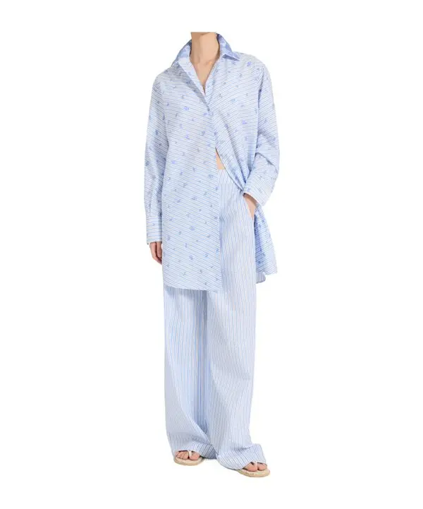 Ermanno Scervino Lace-collar Striped Cotton Poplin Shirt