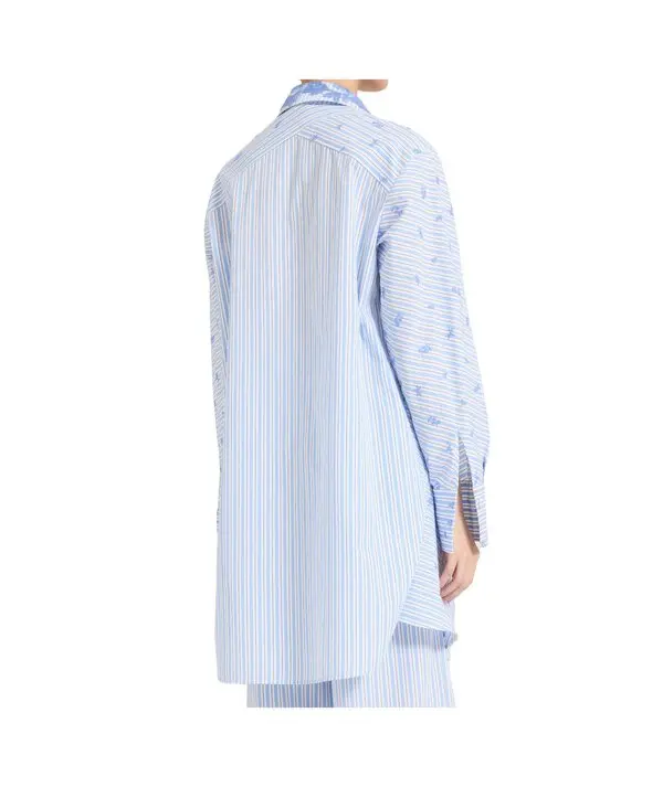 Ermanno Scervino Lace-collar Striped Cotton Poplin Shirt