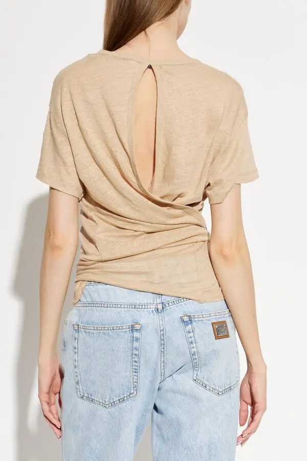 IRO PARIS Short-sleeved T-shirt With Metal Ring Detail - Beige
