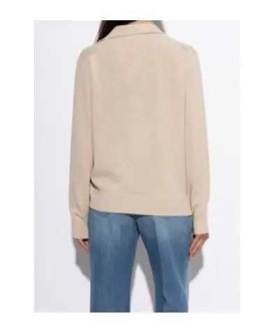 Victoria Beckham Polo-collar V-neck Wool Sweater