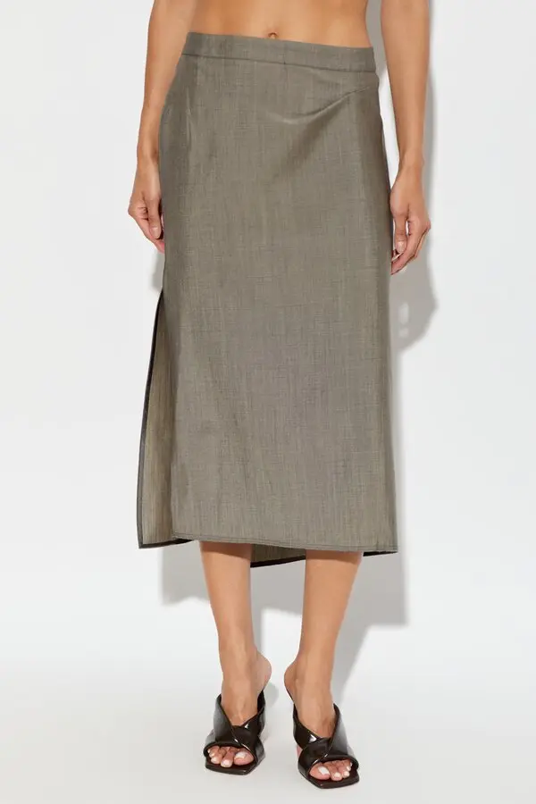 Victoria Beckham Pressed Tailored Wool Midi Skirt