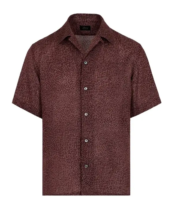 Brioni Cuban Printed Short-sleeve Shirt