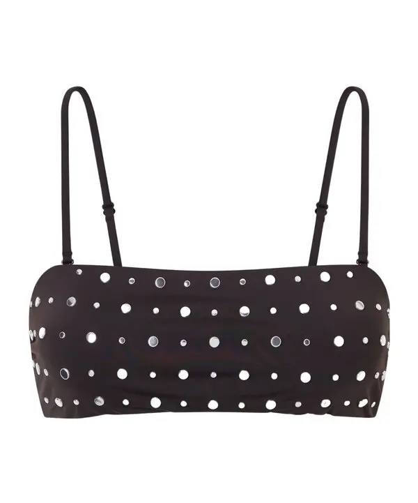 Staud Sara Strapless Studded Bikini Top - Black