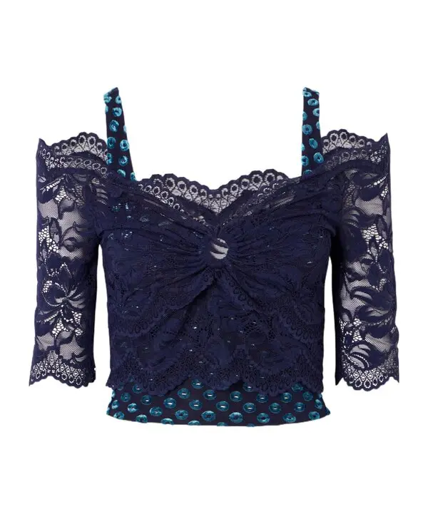 Rabanne Trompe-l'œil Lace Top - Black