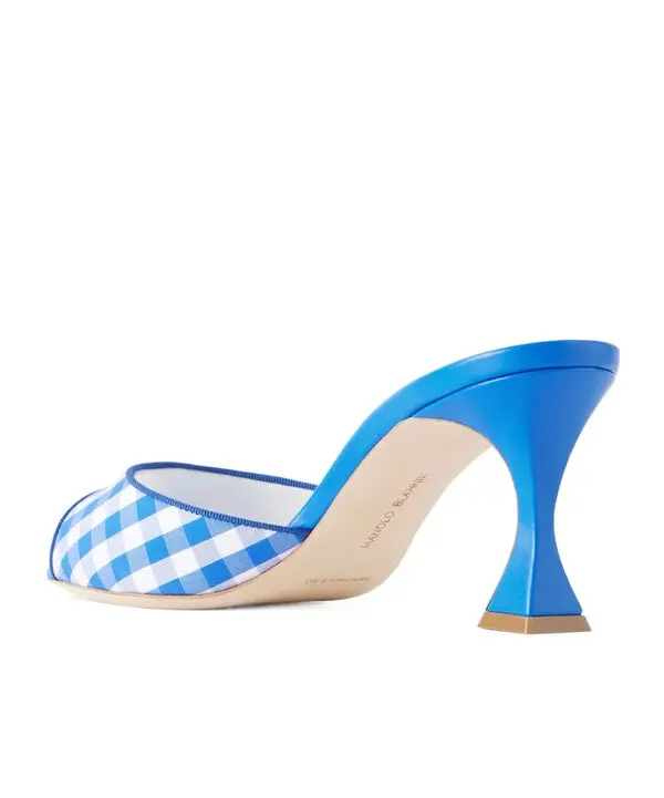 Manolo Blahnik Jadara 70 Checked Woven Mules