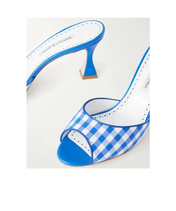 Manolo Blahnik Jadara 70 Checked Woven Mules