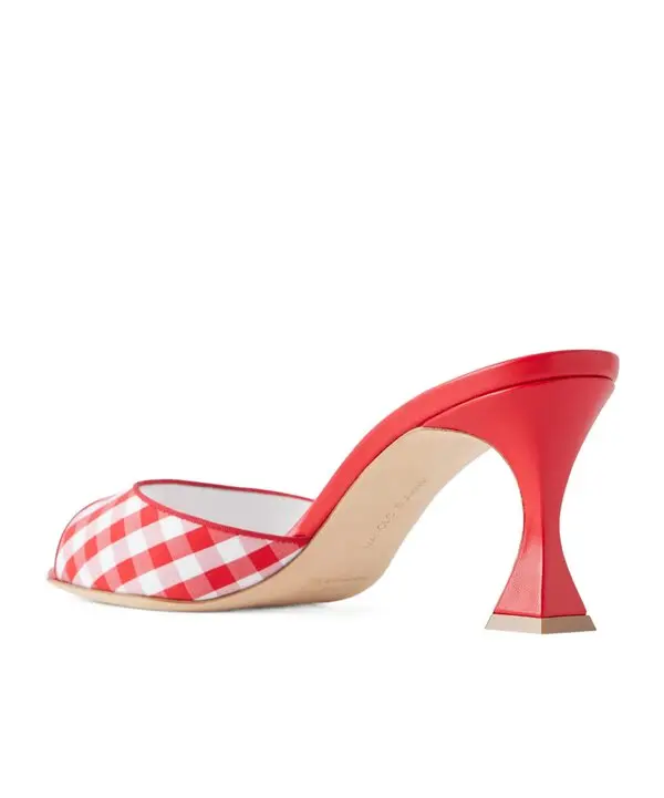 Manolo Blahnik Gingham Open-toe Mules - Red