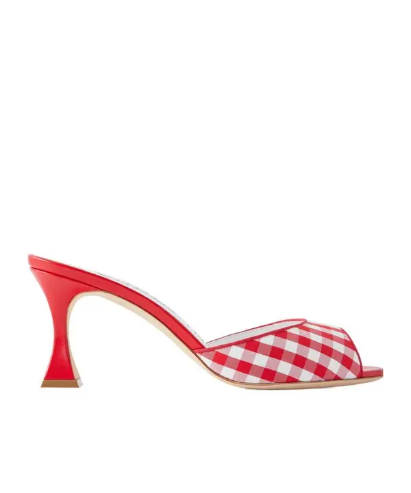 Manolo Blahnik Gingham Open-toe Mules