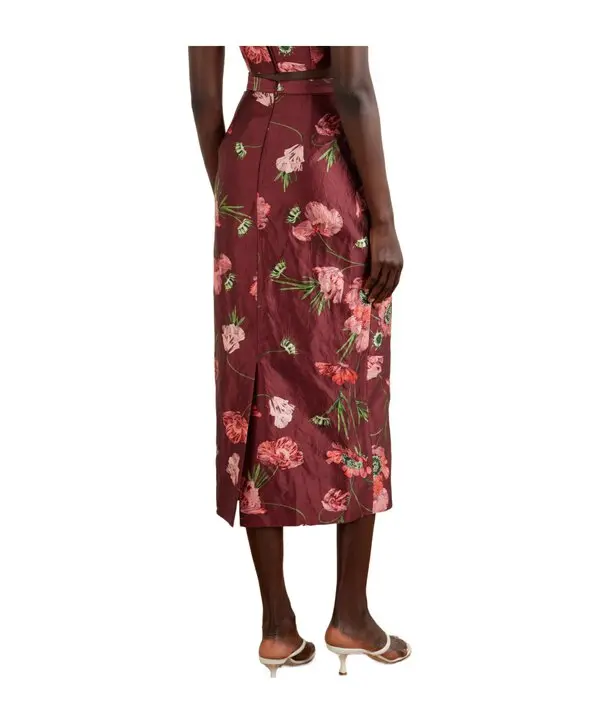 Erdem Floral-printed Satin Midi Pencil Skirt