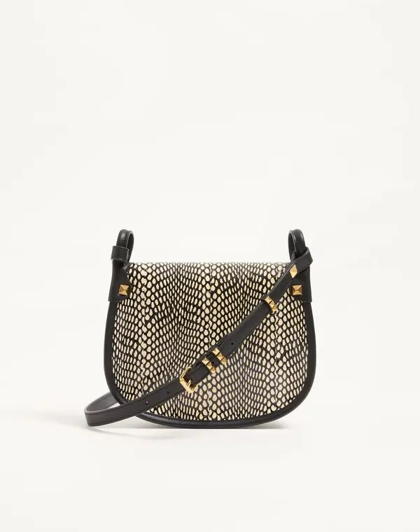 Valentino Garavani Signature Rockstud Embellishment Animal-print Cross Body Bag - Green
