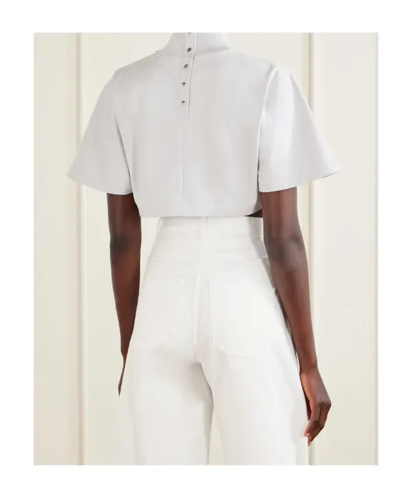 Alaïa Mock-neck Cropped Top - White